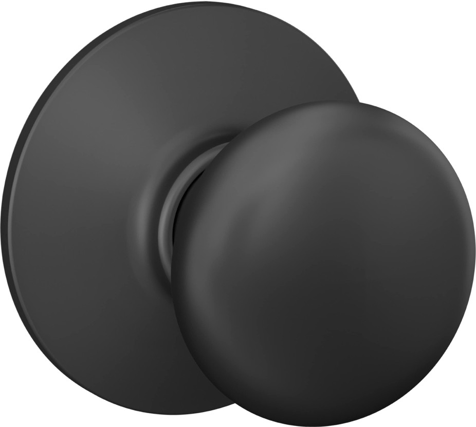 Plymouth Matte Black Interior or Hall/Closet Passage Door Knob